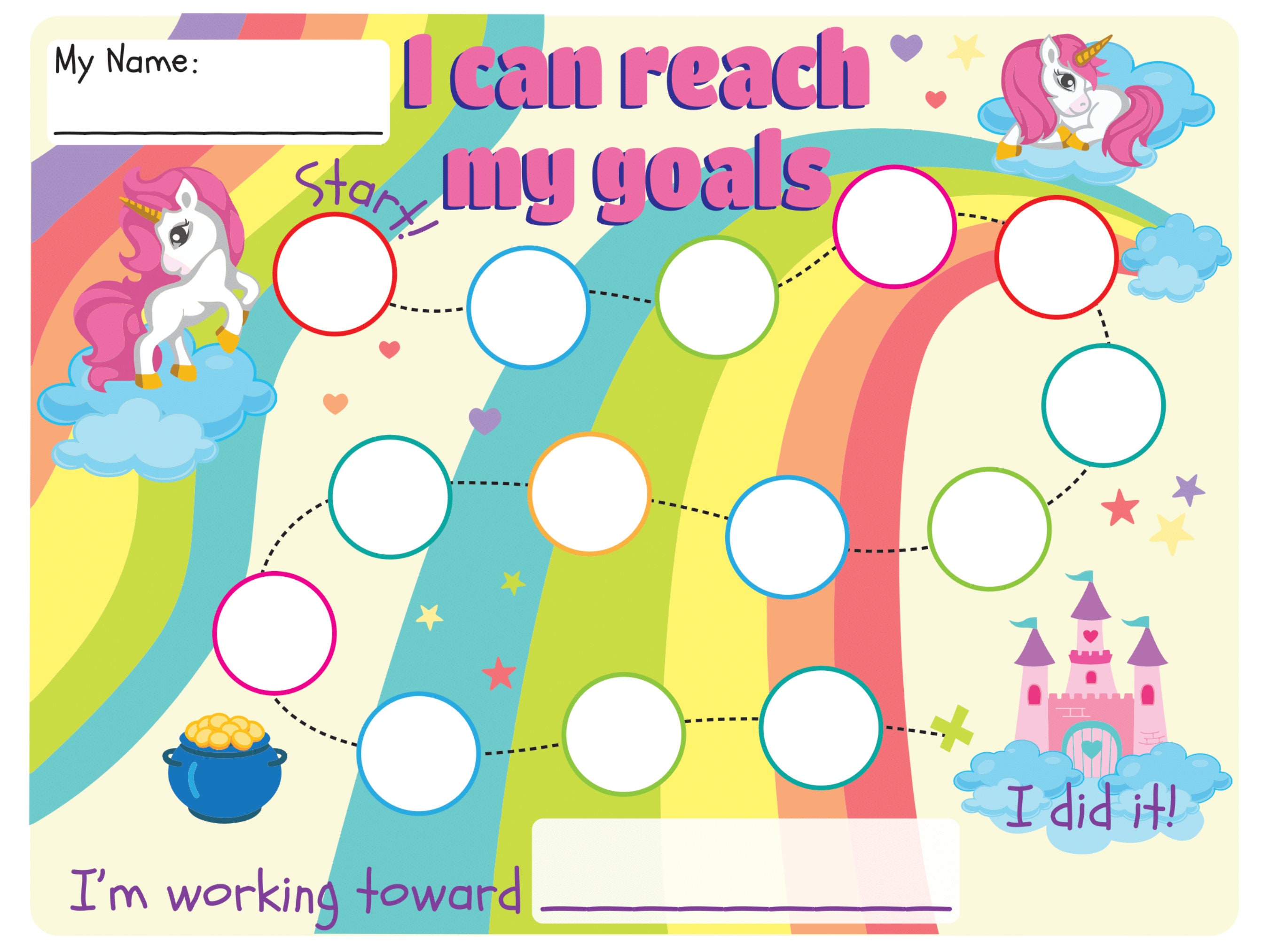 Tabla de metas para niños / Tabla de metas de unicornio / - Etsy México