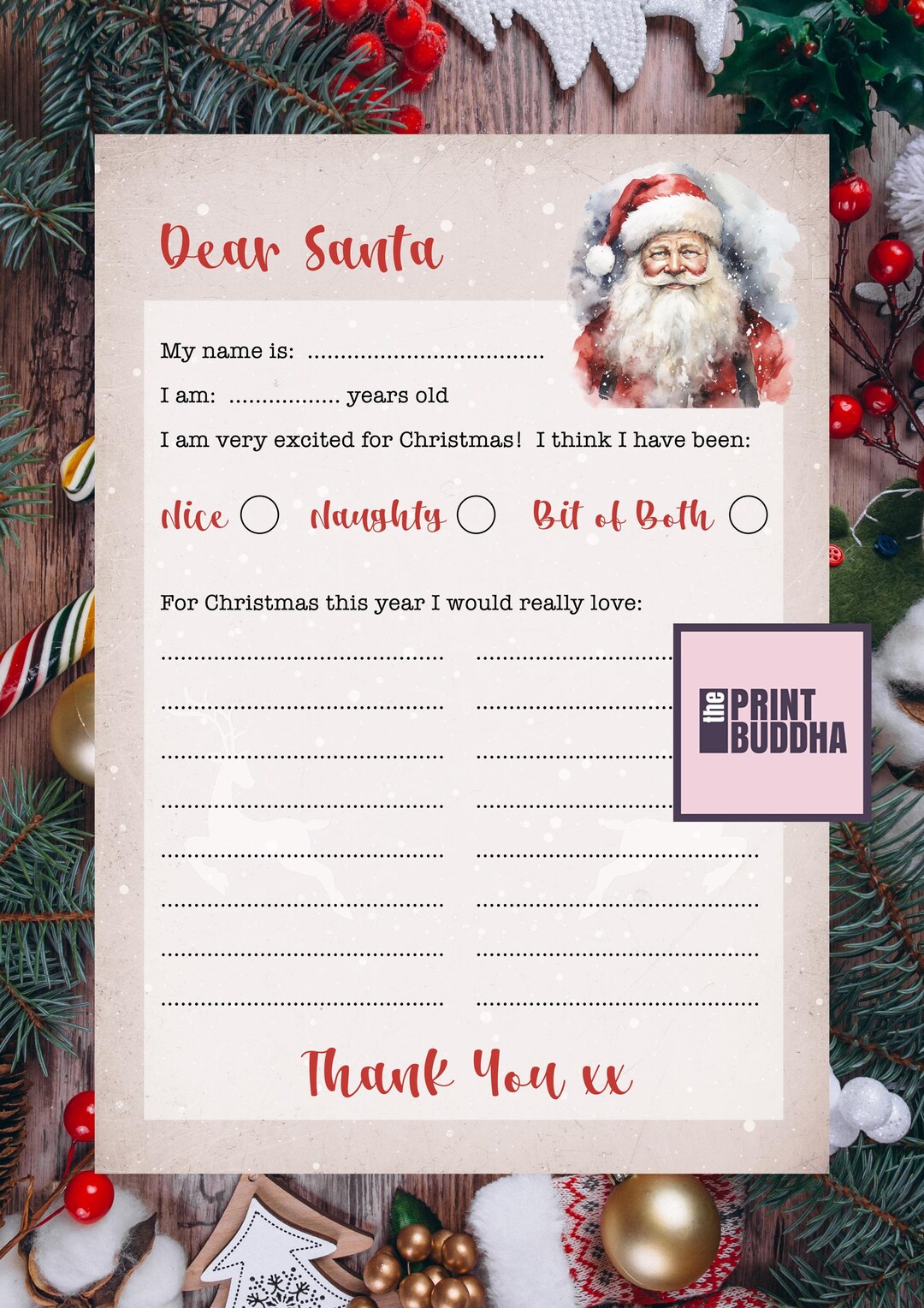 LETTER TO SANTA Naughty or Nice List Christmas List to Santa Christmas ...