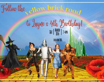 Wizard of Oz Invitation Canva Template | Dorothy Birthday Invitation ...