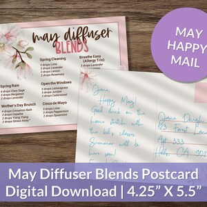 May Essential Oil Diffuser Recipe Postcards | Spring Diffuser Blends ...