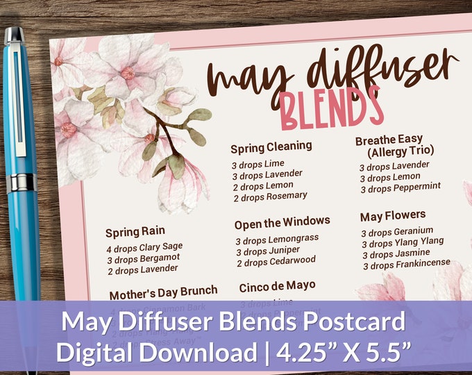 March Diffuser Blends Postcard, Natural Essential Oil, Printable Art ...