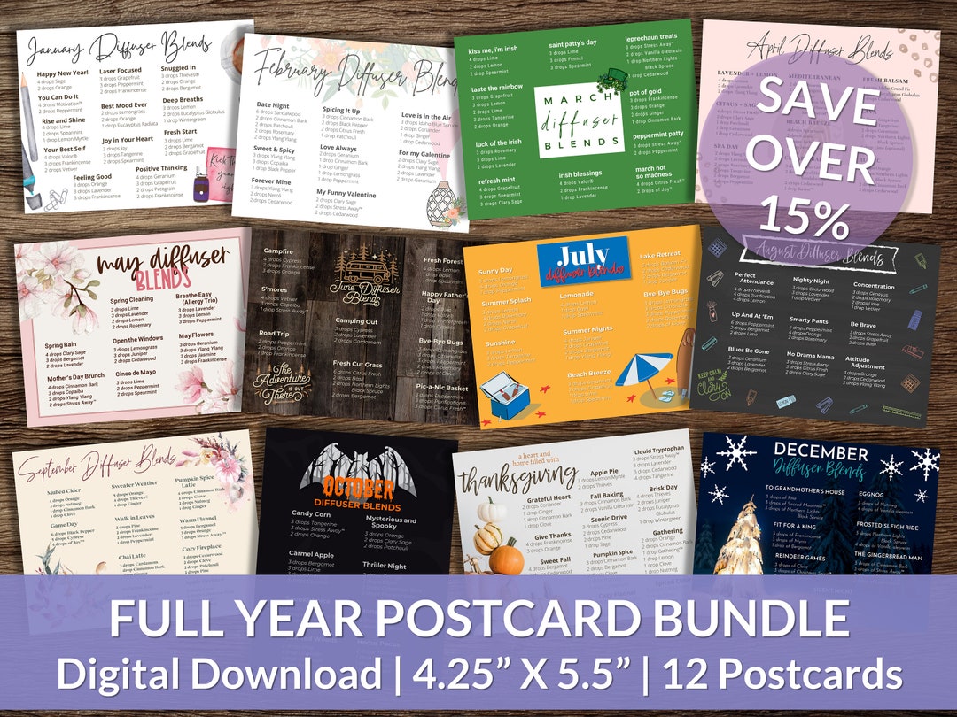 Full Year Happy Mail Bundle | Young Living | 12 Monthly Diffuser Recipe ...