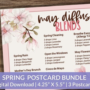 Spring Diffuser Recipe Postcard Bundle | Young Living | 3 Month Bundle (march, April, May) | 4. ...