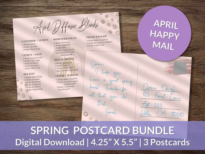 Spring Diffuser Recipe Postcard Bundle | Young Living | 3 Month Bundle (march, April, May) | 4. ...