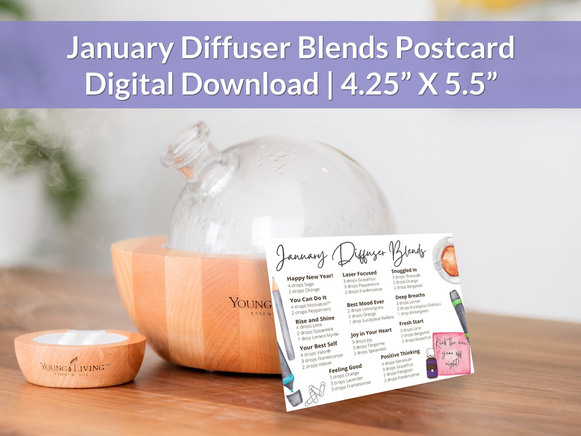 January Essential Oil Diffuser Recipes Postcard | New Years Diffuser ...