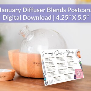 January Essential Oil Diffuser Recipes Postcard | New Years Diffuser ...