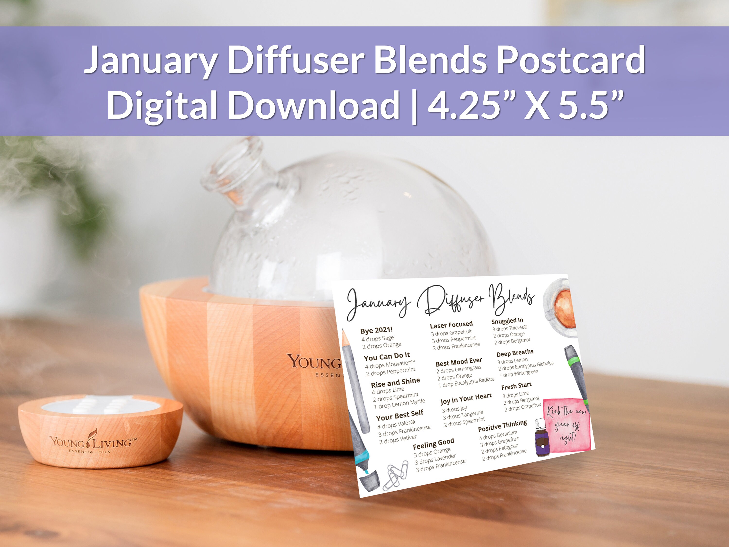 January Essential Oil Diffuser Recipes Postcard New Years | Etsy