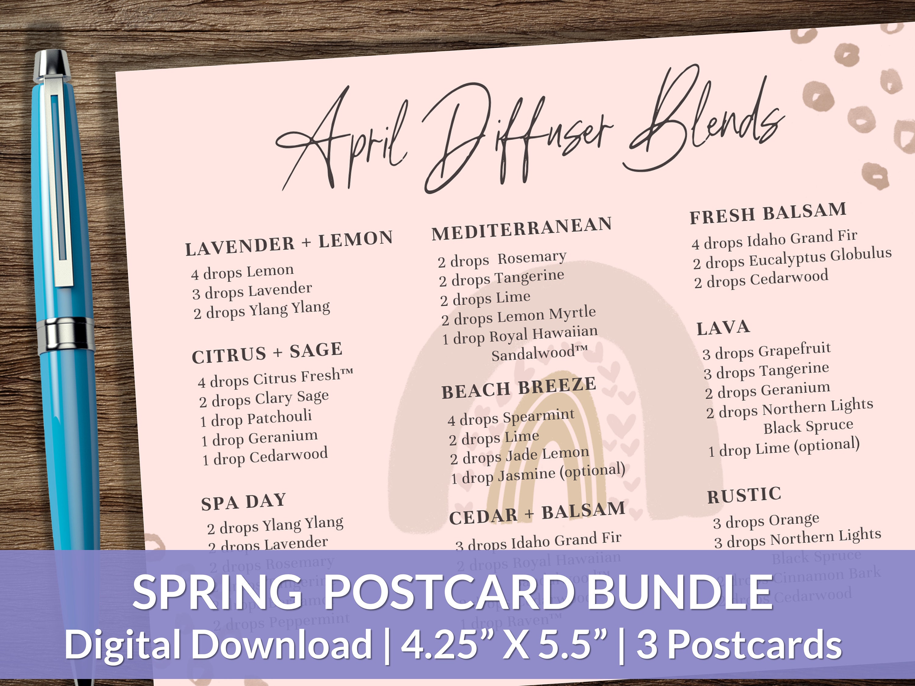 Spring Diffuser Recipe Postcard Bundle Young Living 3 - Etsy