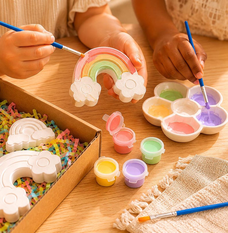 Rainbow Painting Kit for Kids | DIY Plaster Craft Kit | Paint Your Own ...