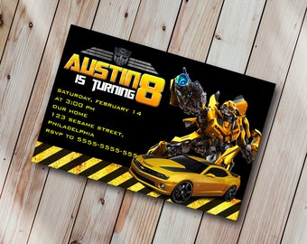 Bumblebee Transformer Birthday Invitation - Etsy