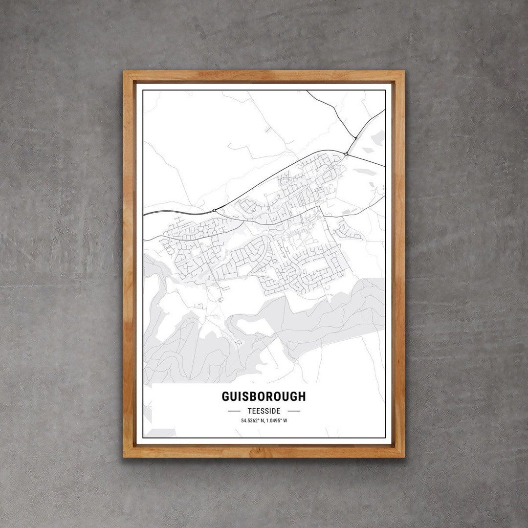 Map of Guisborough Artwork Print Poster Teesside North - Etsy