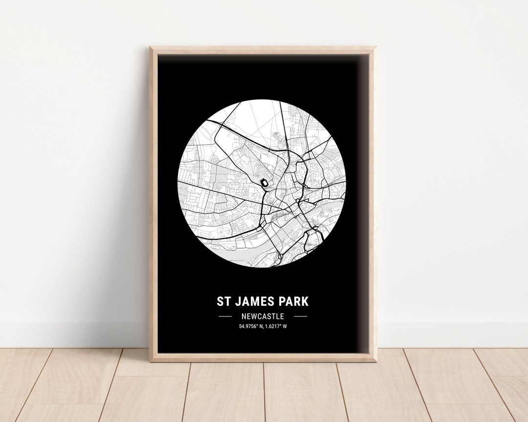 St James Park Map Artwork Print Poster Newcastle United Newcastle Upon ...