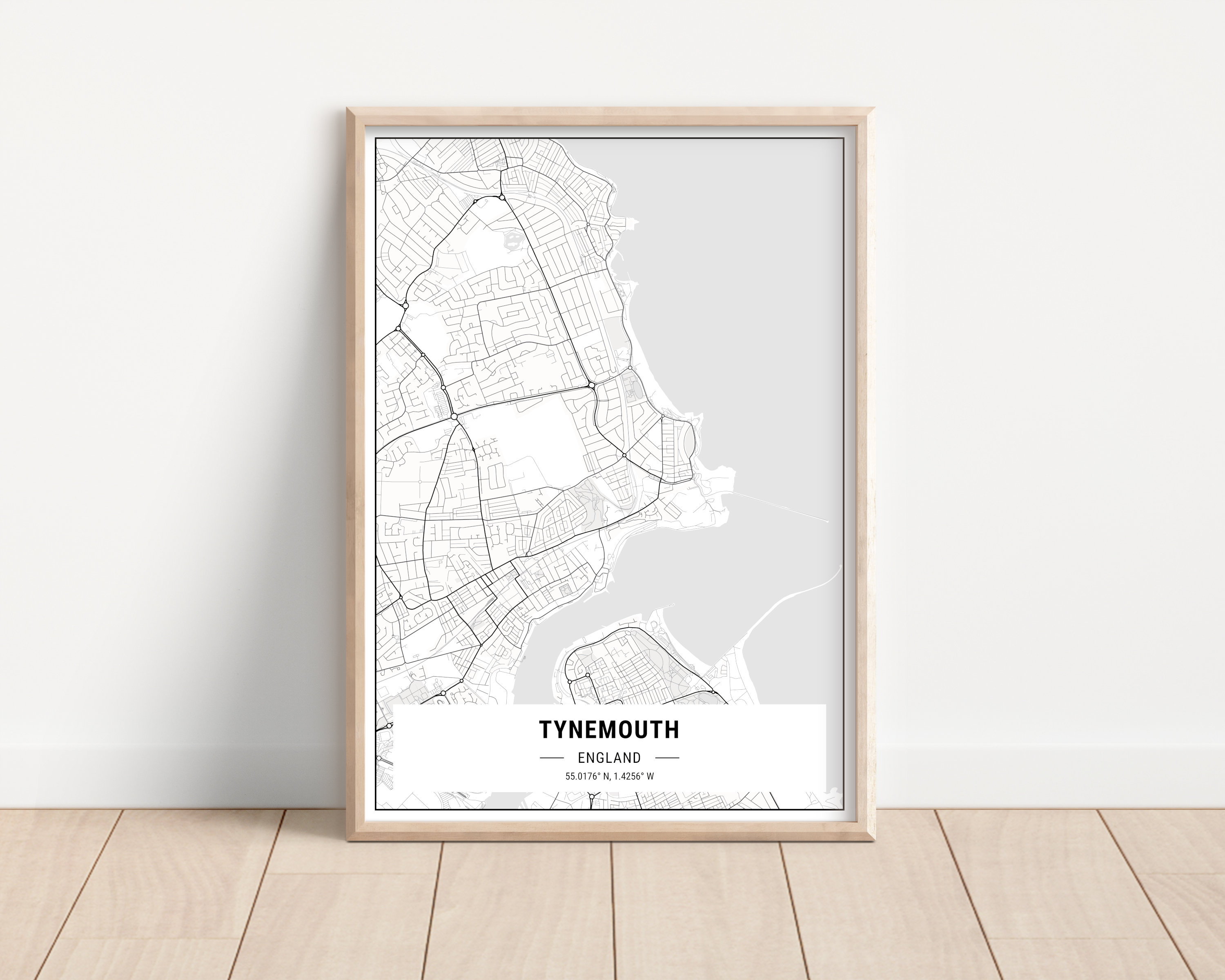 Map of Tynemouth Artwork Print Poster Newcastle Upon Tyne Tyneside ...