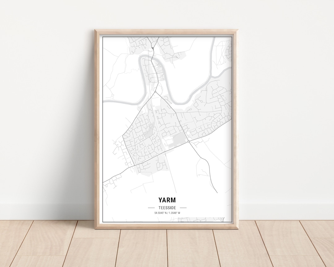 Map of Yarm Artwork Print Poster Teesside North Yorkshire Yarm High ...