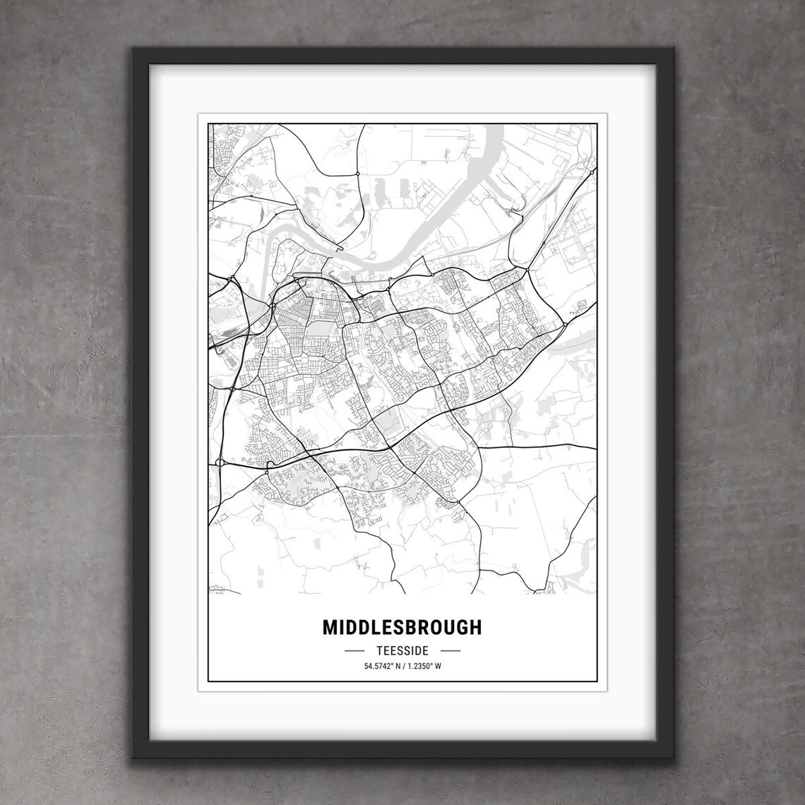 Map of Middlesbrough Artwork Print Poster Teesside | Etsy