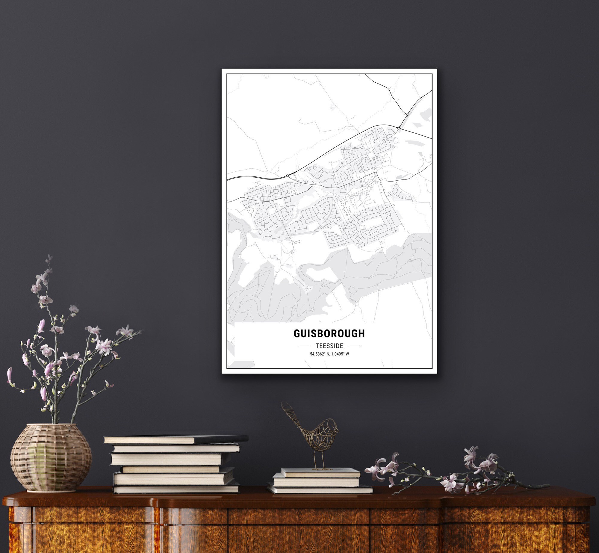 Map of Guisborough Artwork Print Poster Teesside North - Etsy