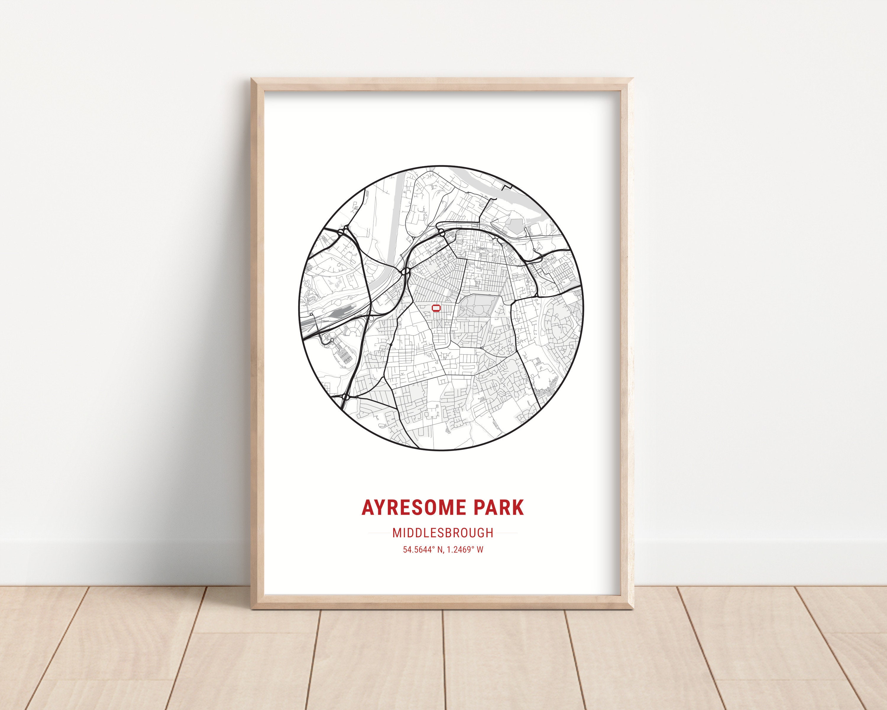 Ayresome Park Map Artwork Print Poster Teesside Middlesbrough FC MFC ...