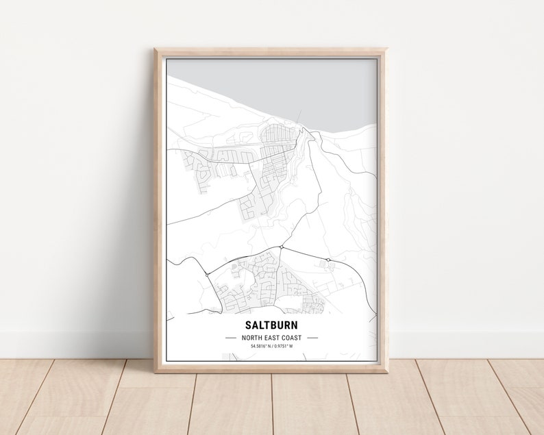 Map of Saltburn Artwork | Print | Poster |Teesside | Saltburn By The ...