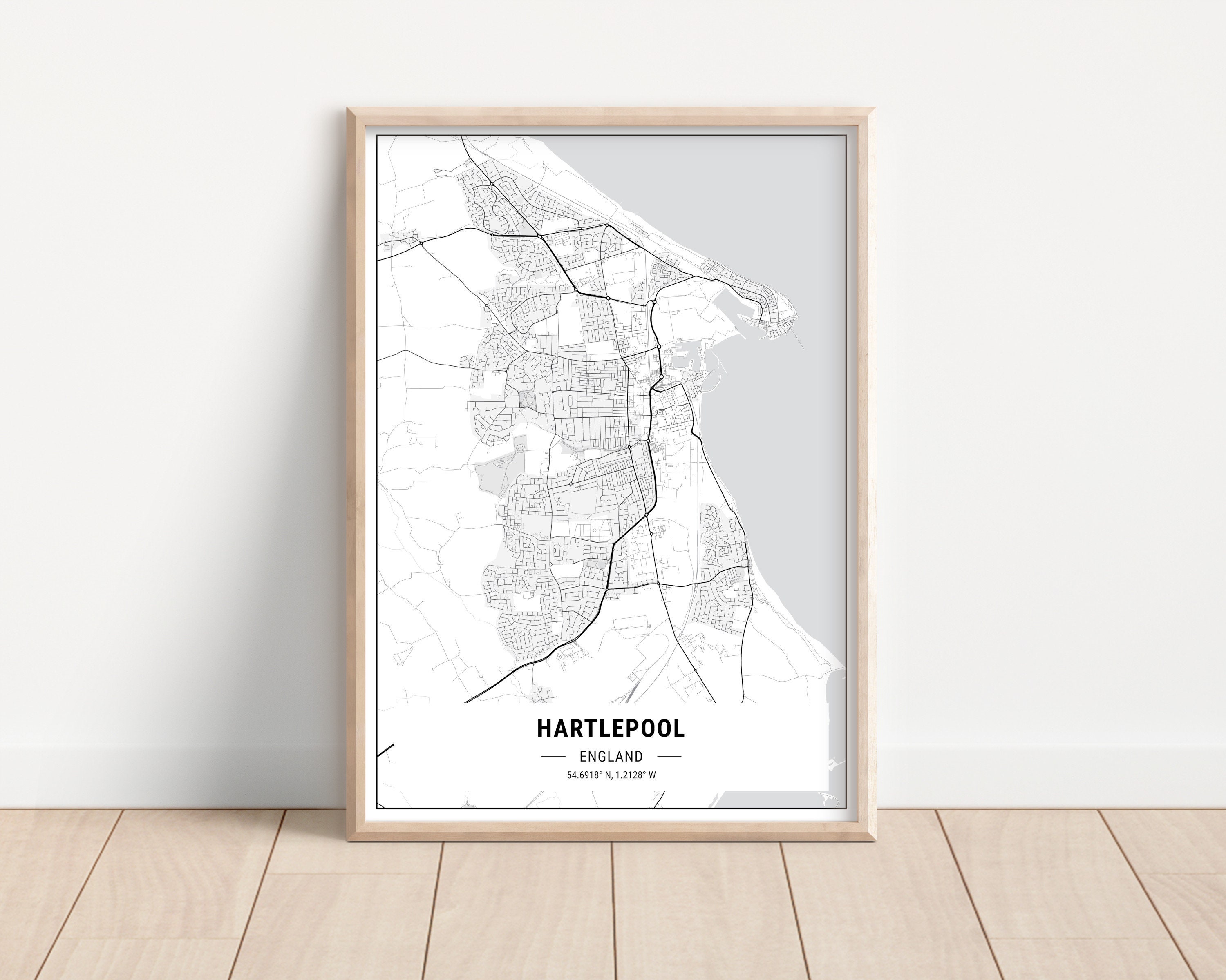 Mapa de Hartlepool Artwork / Print / Poster / Teesside / - Etsy España