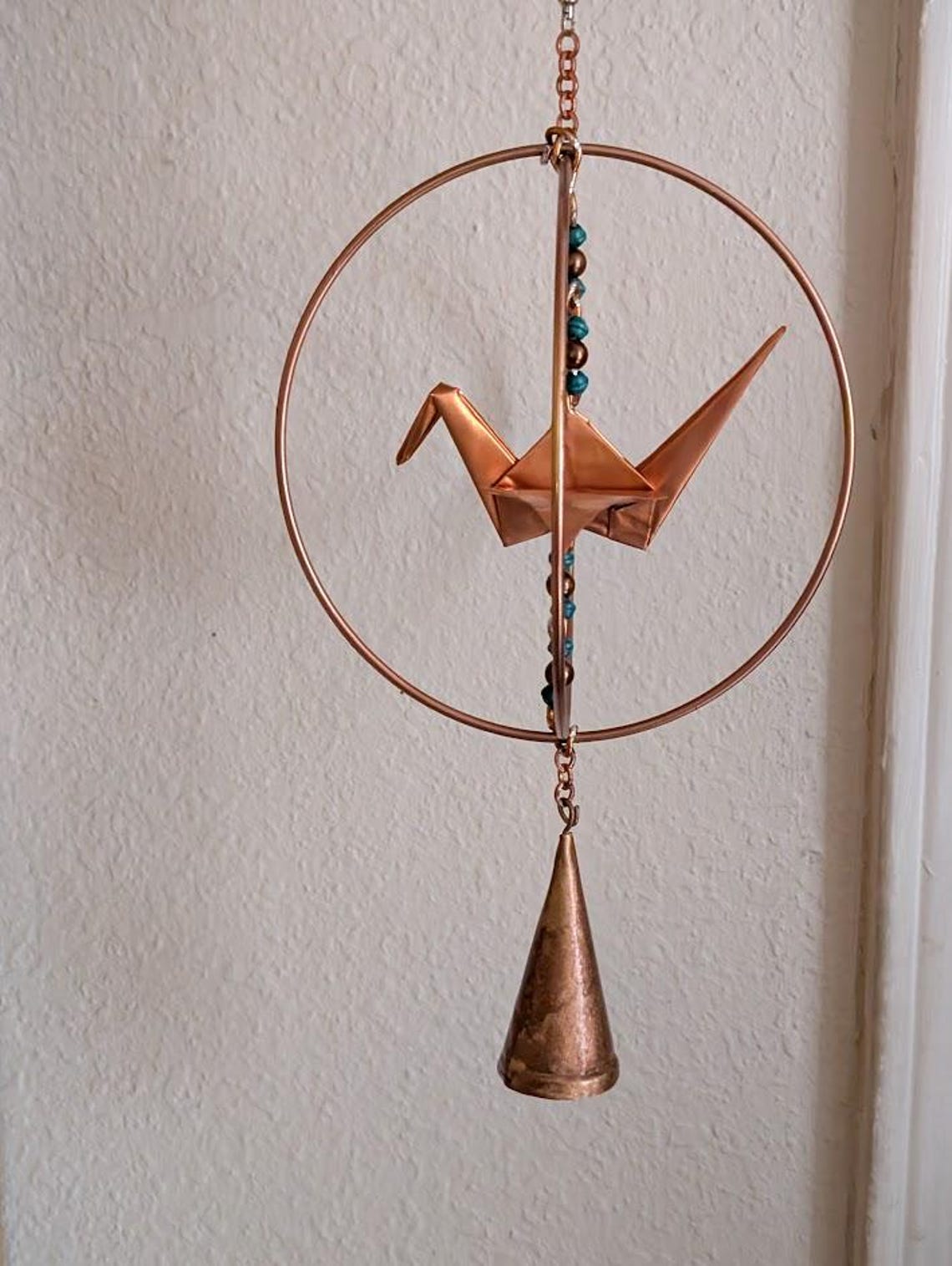 Pure Copper Origami, Single Crane ,mobile, Indoor, or Outdoor, Unique ...