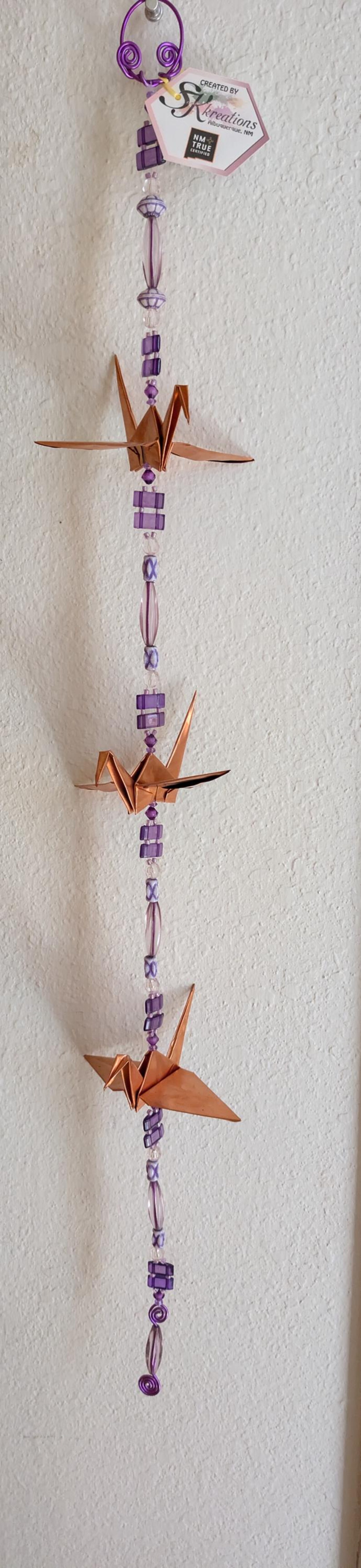 Pure Copper Origami, Triple Crane ,mobile, Indoor, Unique Origami - Etsy