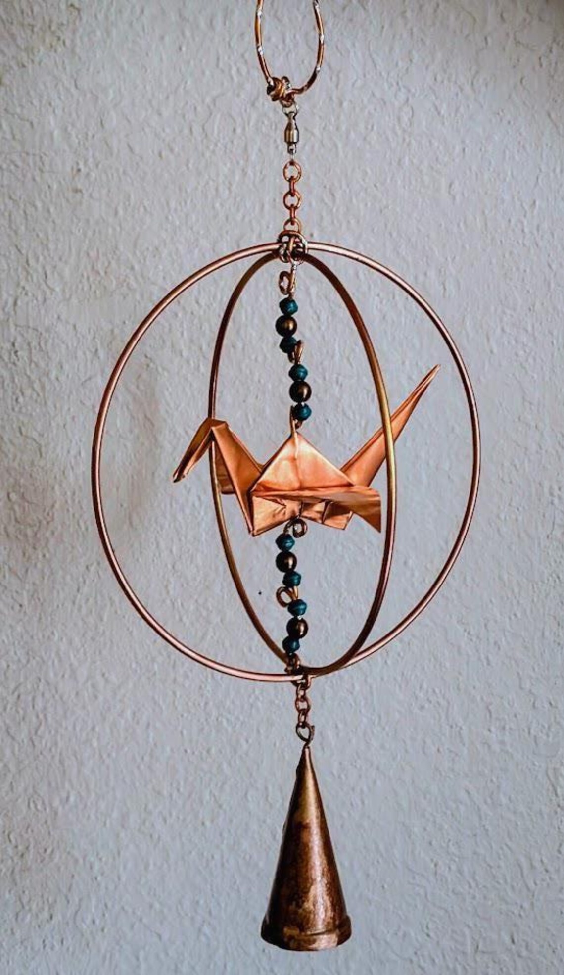 Pure Copper Origami, Single Crane ,mobile, Indoor, or Outdoor, Unique ...