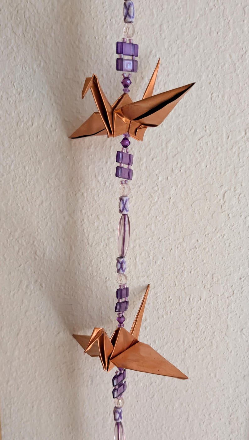 Pure Copper Origami, Triple Crane ,mobile, Indoor, Unique Origami - Etsy