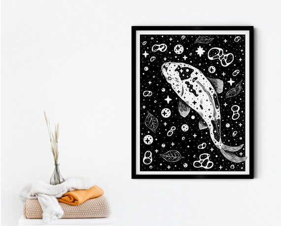 Monochrome Carp Poster Fish Printable Wall Art Fish | Etsy