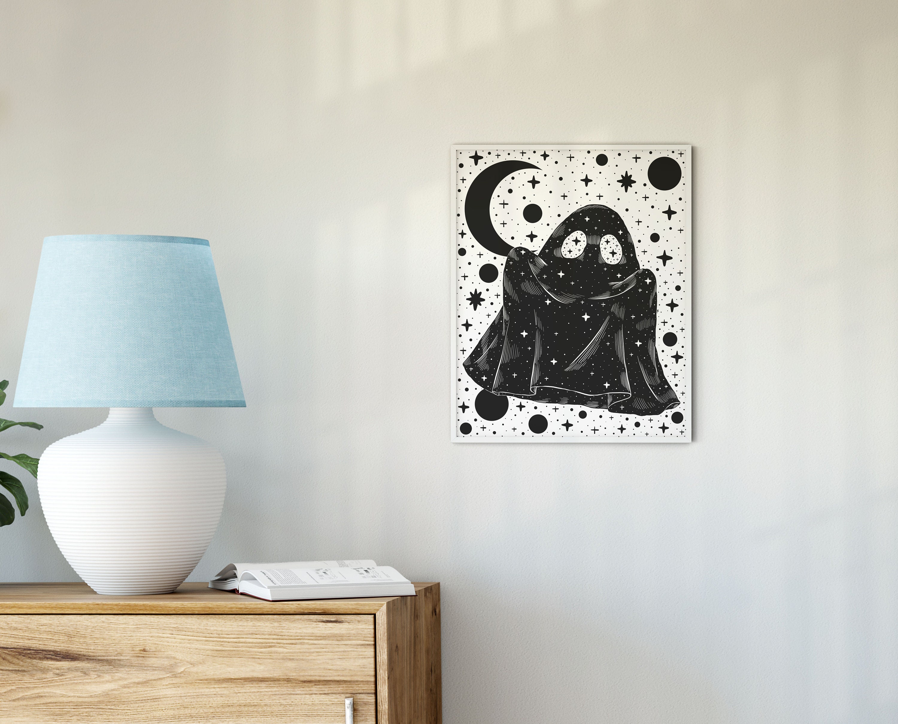 Monochrome Halloween Ghost Poster Spooky Ghost Printable Wall - Etsy