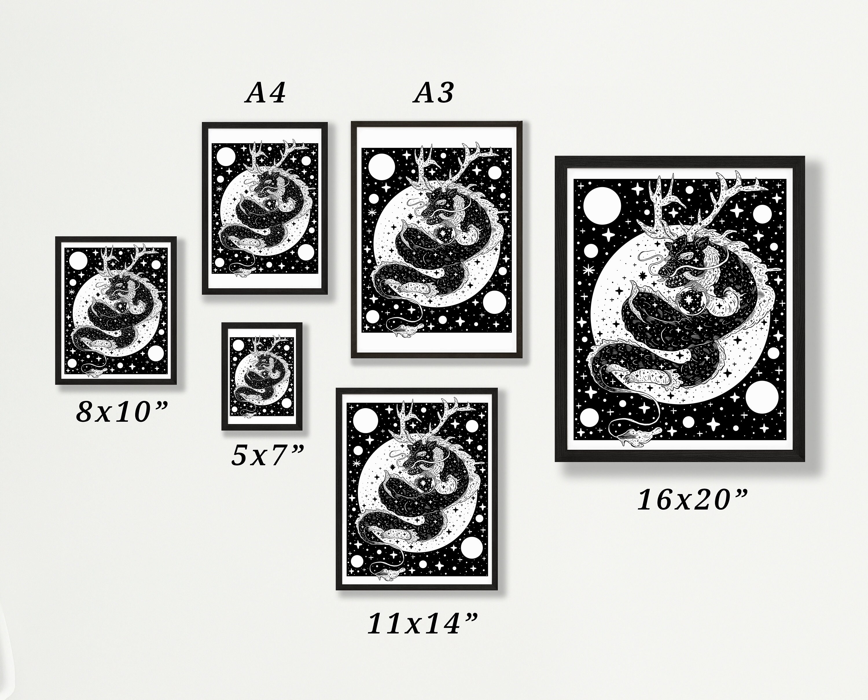 Dragon Wall Decor: Fairytale Art Print for Mythical Wall Decor, 5x7 ...