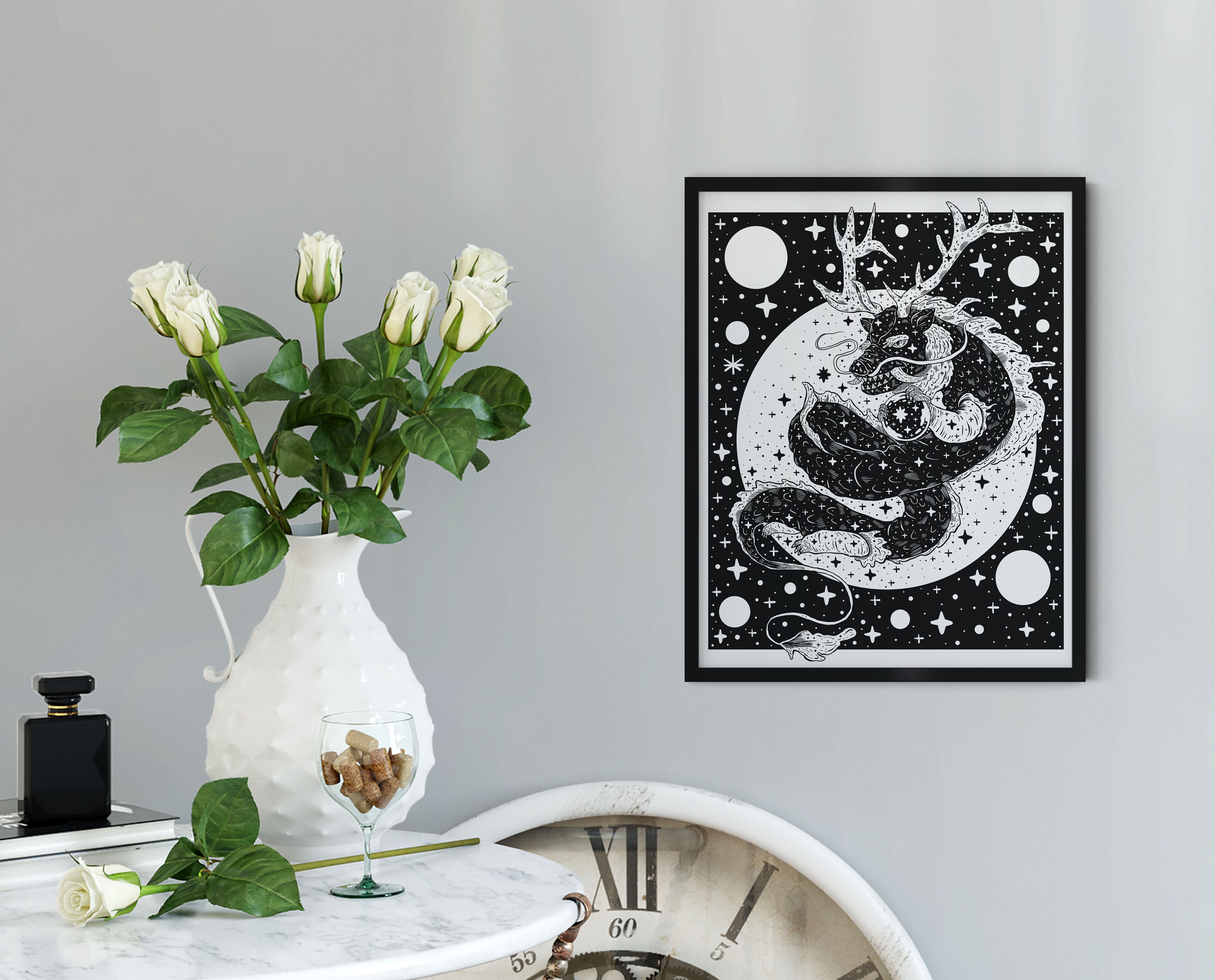 Dragon Wall Decor: Fairytale Art Print for Mythical Wall Decor, 5x7 ...