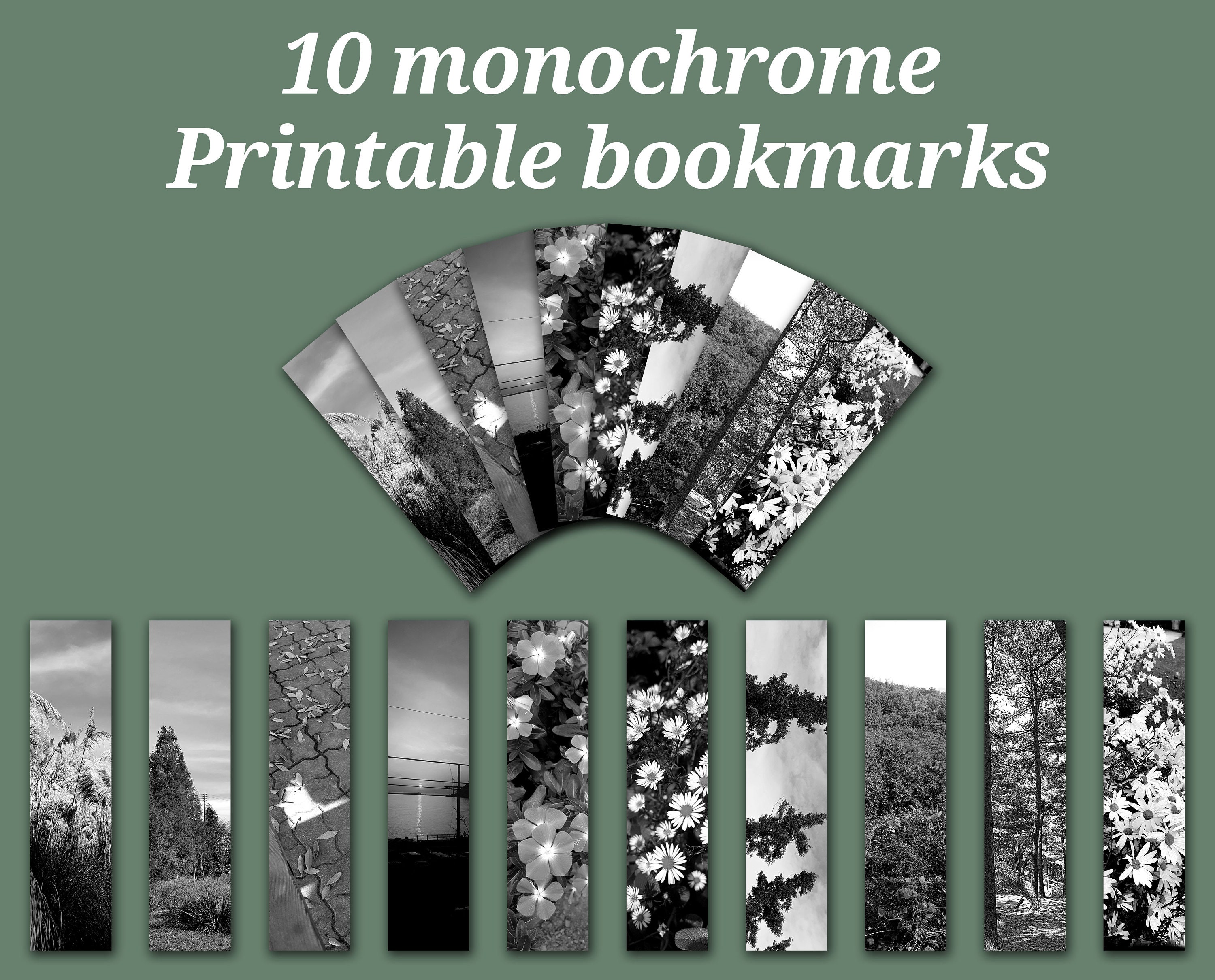 10 Monochrome Printable Bookmarks, Scenery Bookmark, Pdf Bookmarks ...