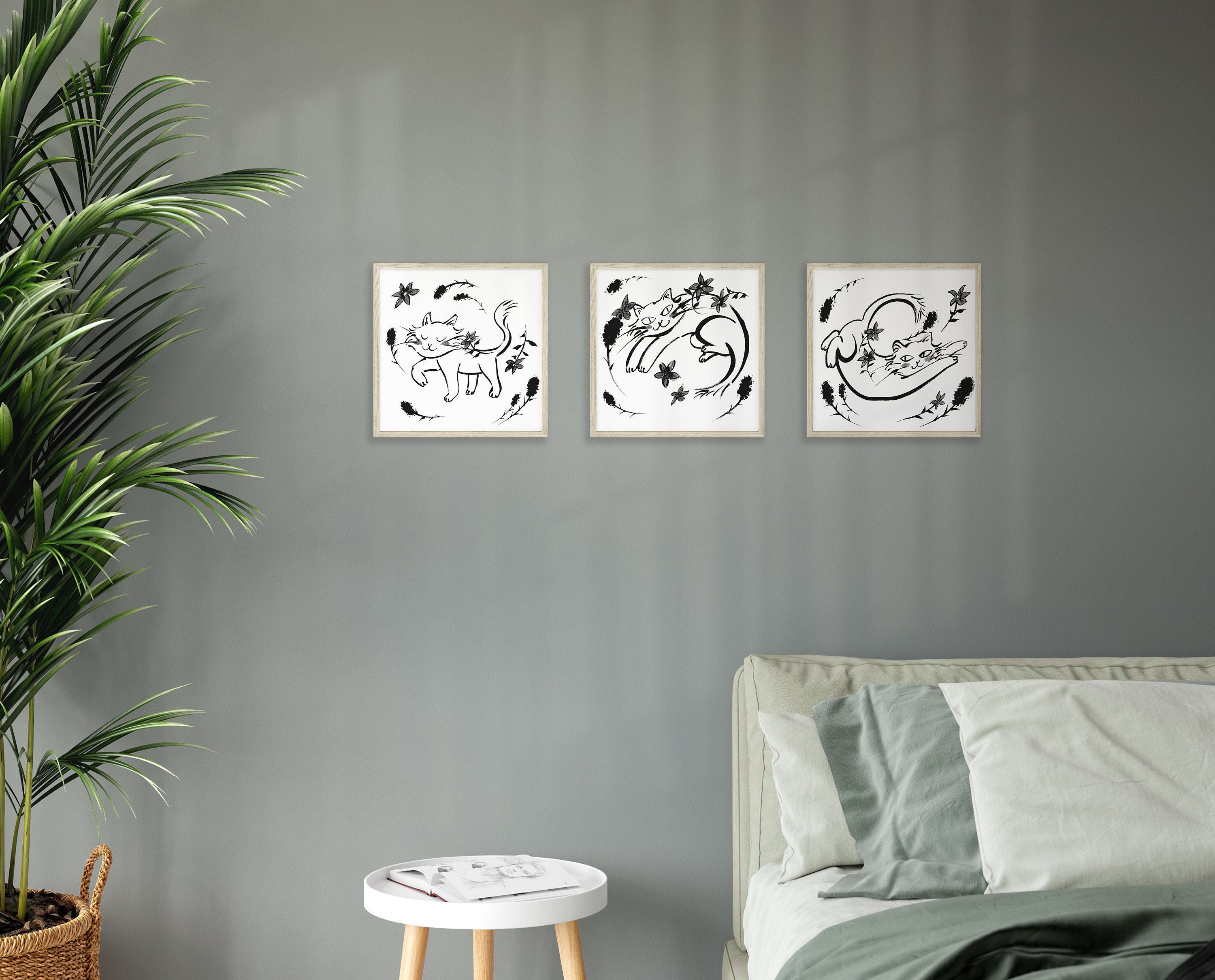Set of 5 cat art print Gallery wall set 5 piece wall art | Etsy