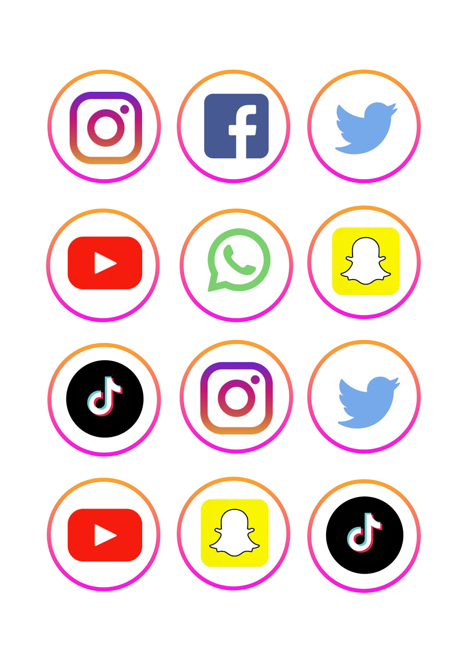 Redes sociales Edible Cupcake Toppers Fiesta Pastel topper - Etsy España