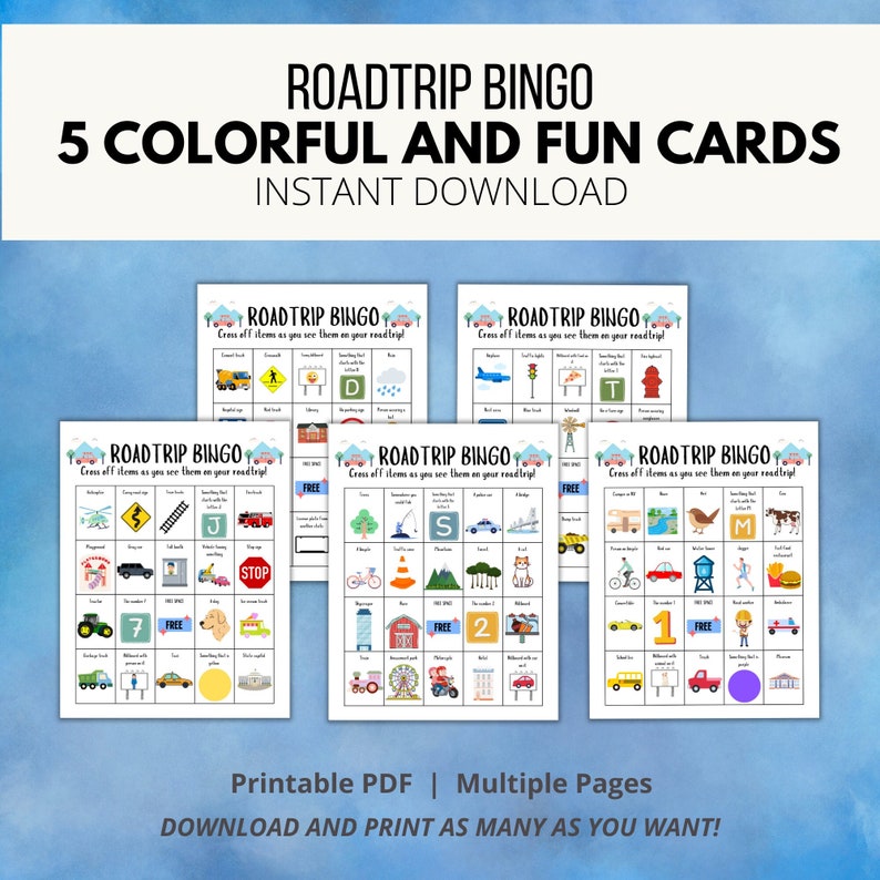 Road Trip Bingo, Printable Bingo Cards, Scavenger Hunt for Kids, Road ...