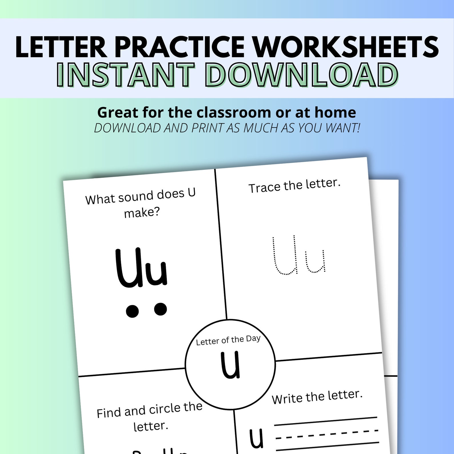 Letter of the Day Worksheets for Preschool, Homeschool Alphabet ...