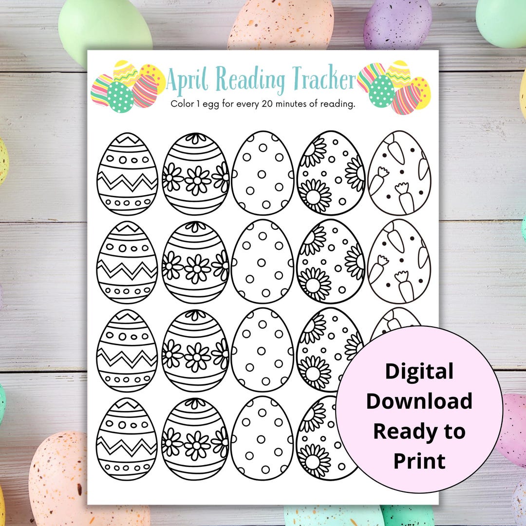 Printable Easter Reading Tracker for Kids, April Reading Log With ...