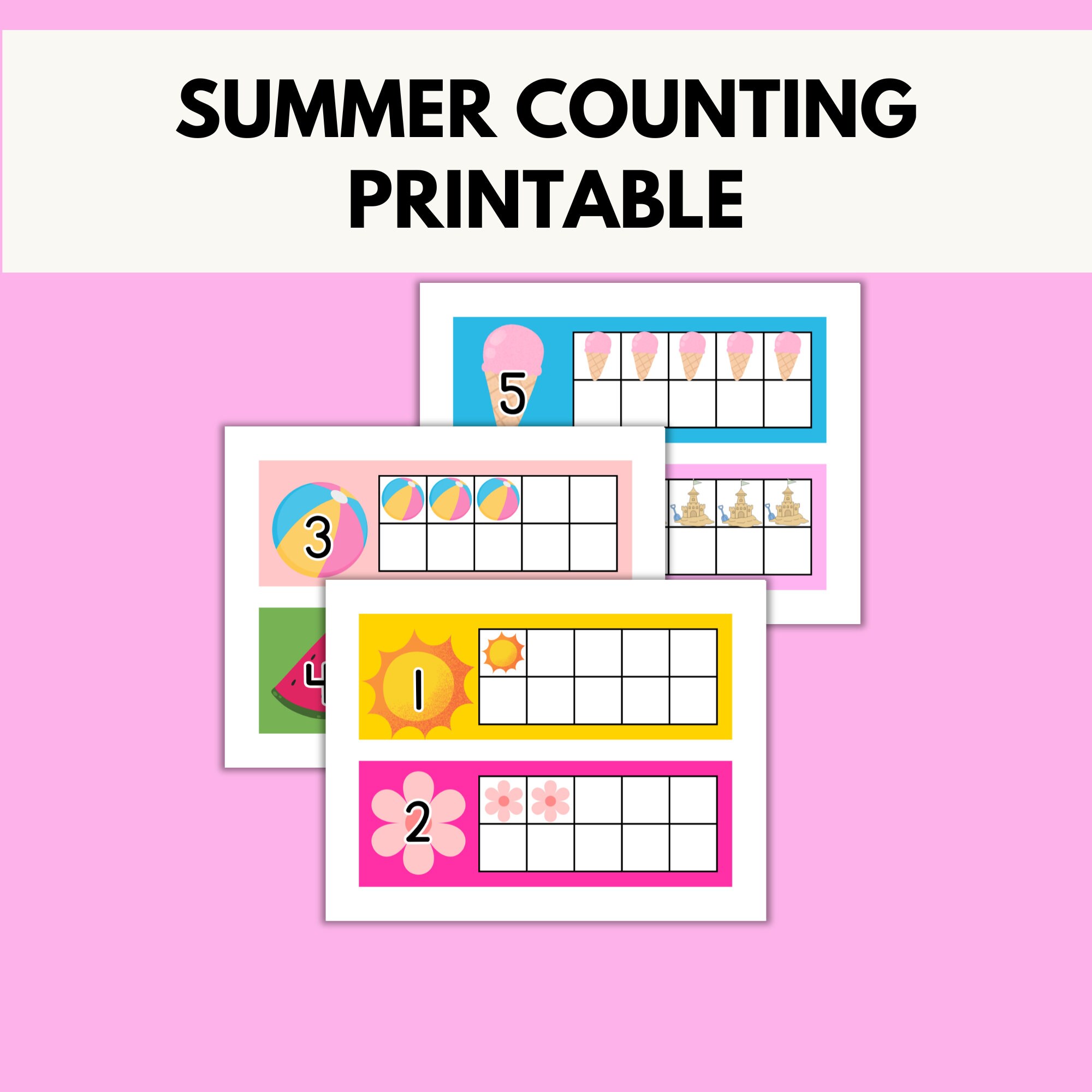 Printable Summer Themed Counting Activity for Preschoolers, Counting ...