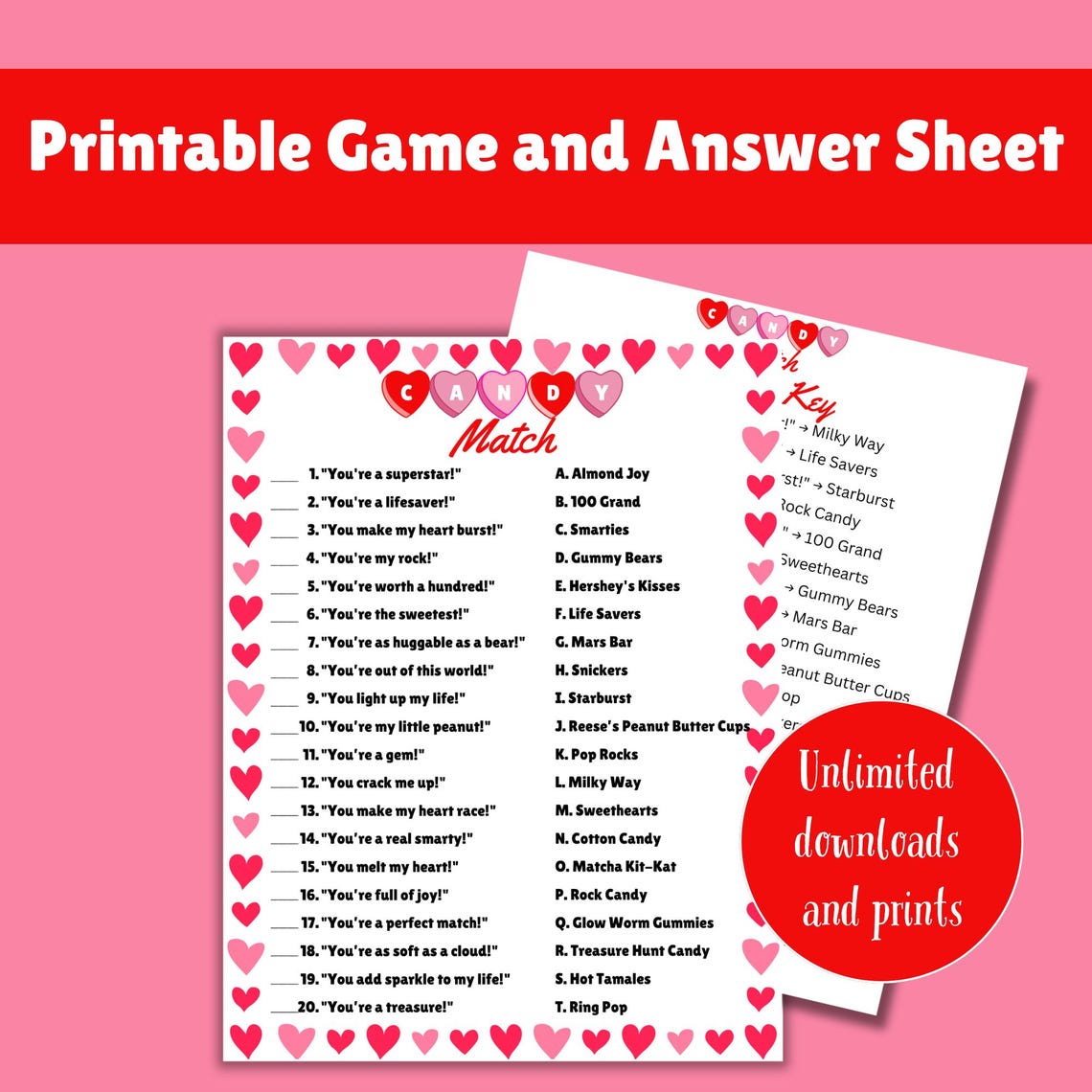 Printable Valentines Day Party Game for Classroom, Work Valentines Day ...
