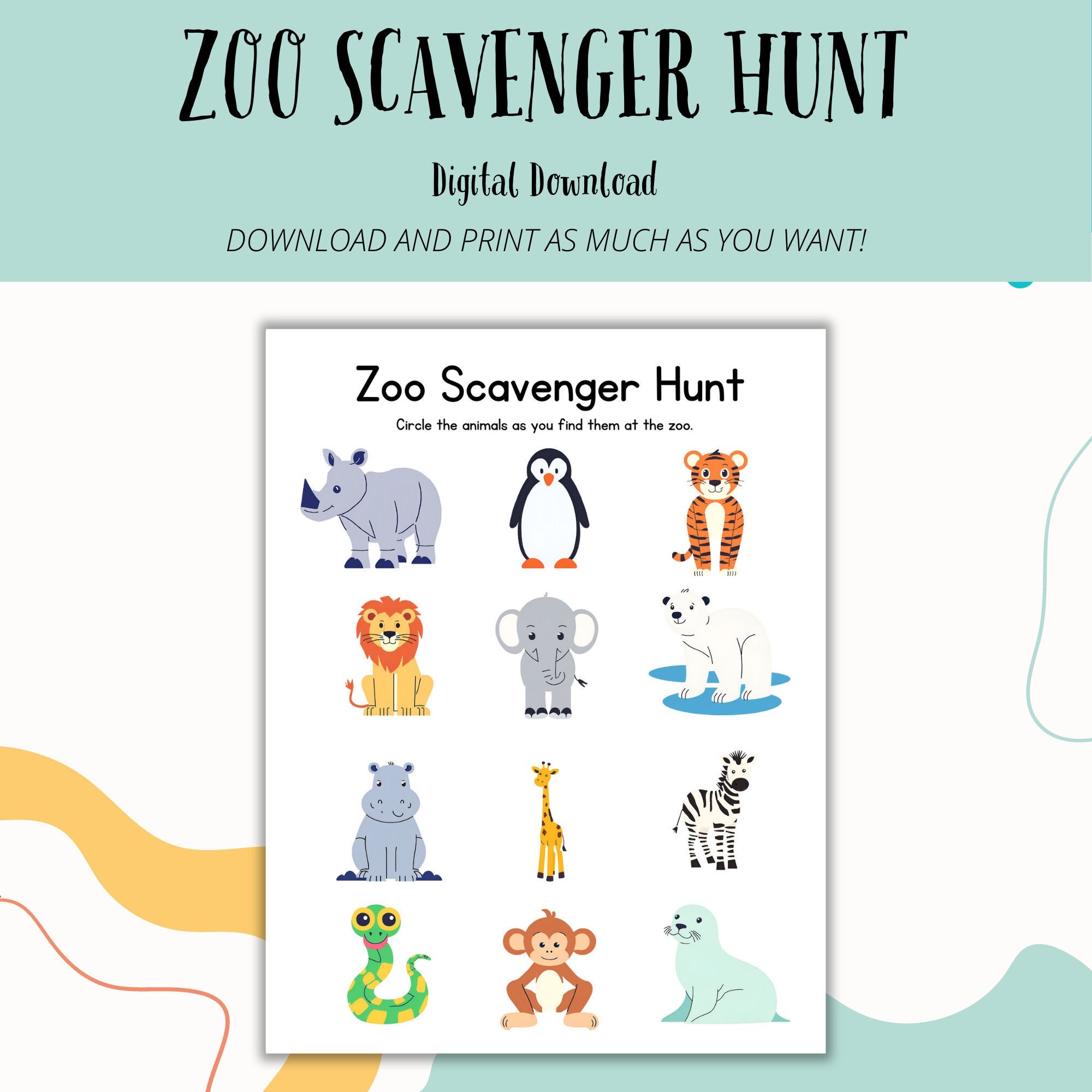 Zoo Scavenger Hunt Printable, Zoo Field Trip Activities, Toddler and ...