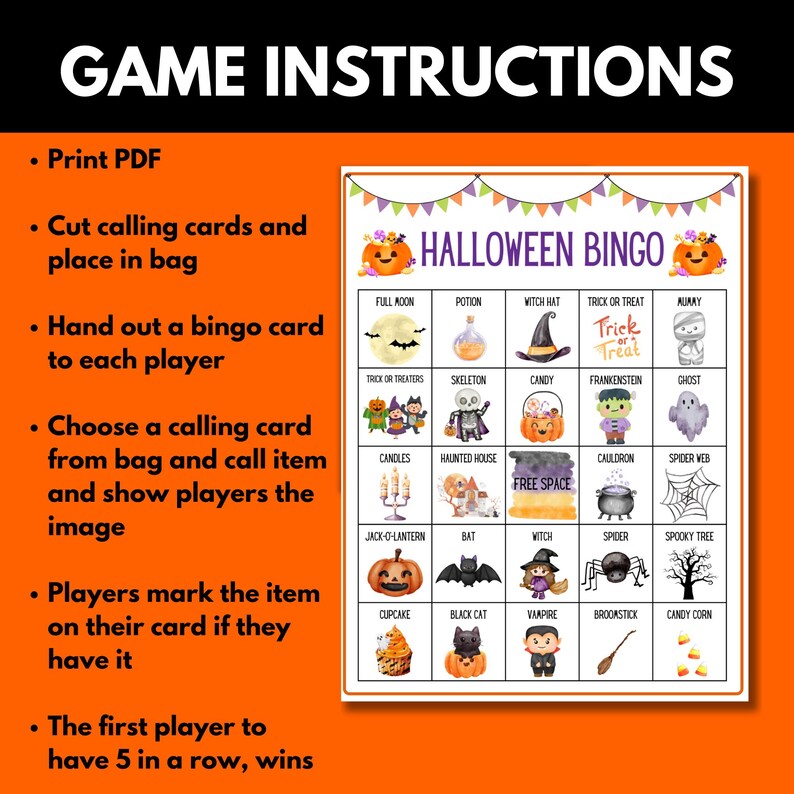 Halloween Bingo, 30 Halloween Bingo Cards, Halloween Games, Kids ...
