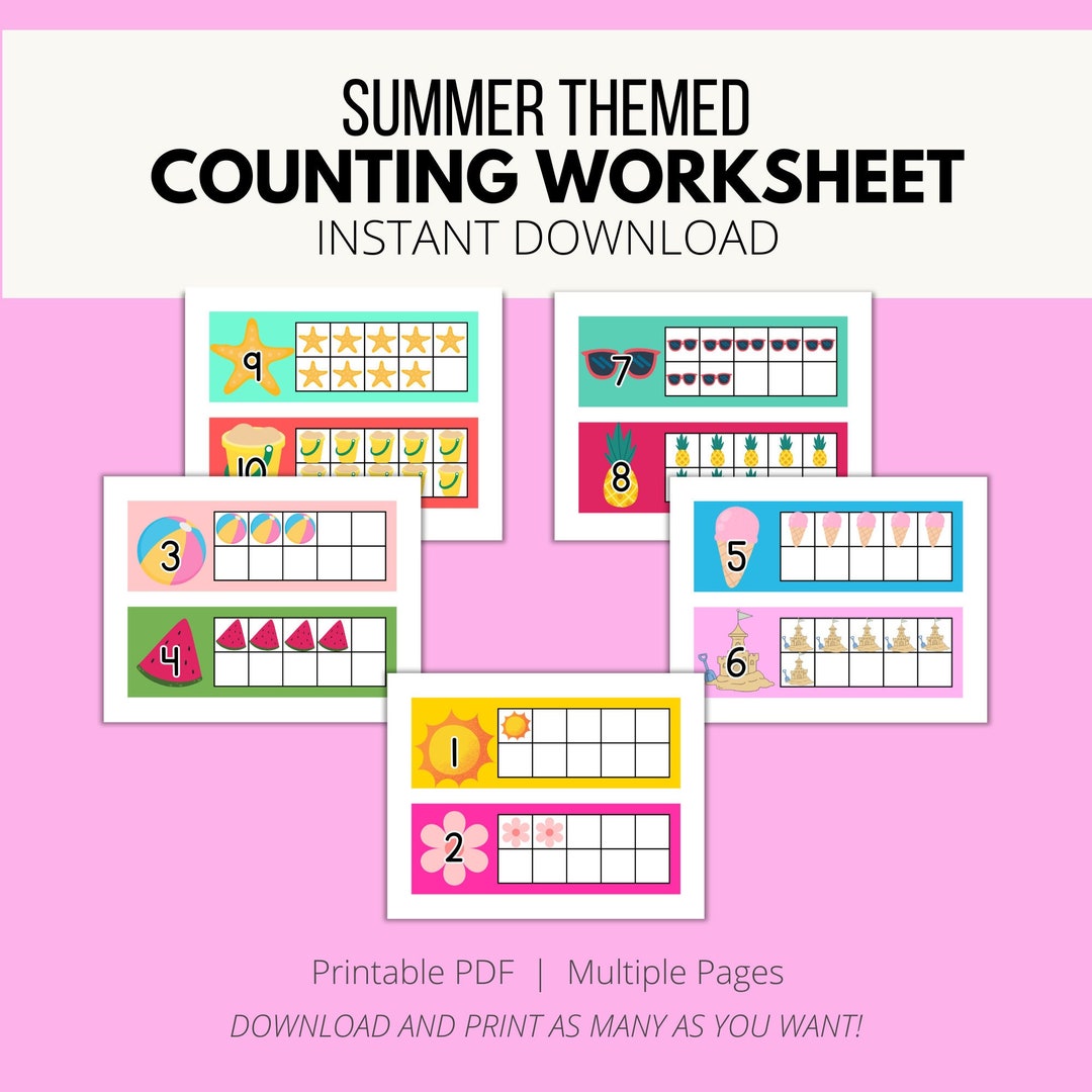 Printable Summer Themed Counting Activity for Preschoolers, Counting ...
