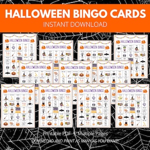 Halloween Bingo, 30 Halloween Bingo Cards, Halloween Games, Kids ...