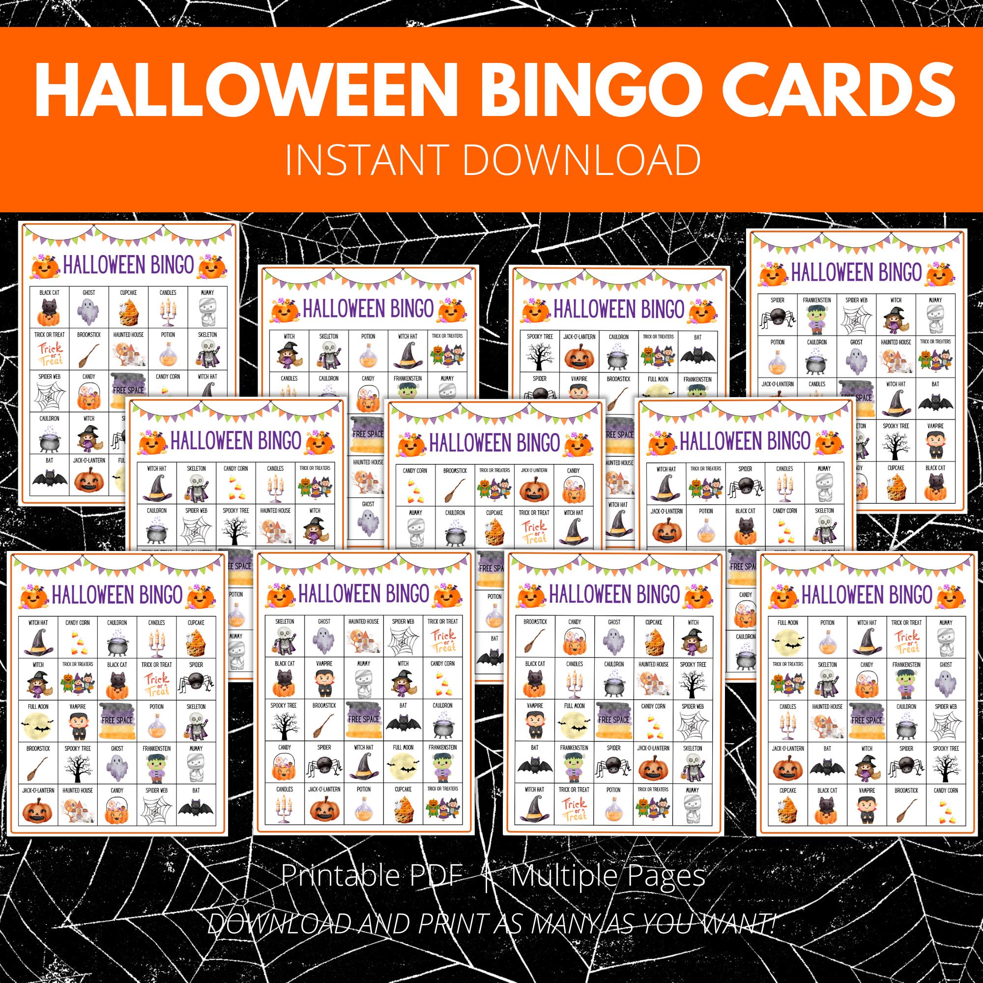 Halloween Bingo, 30 Halloween Bingo Cards, Halloween Games, Kids ...