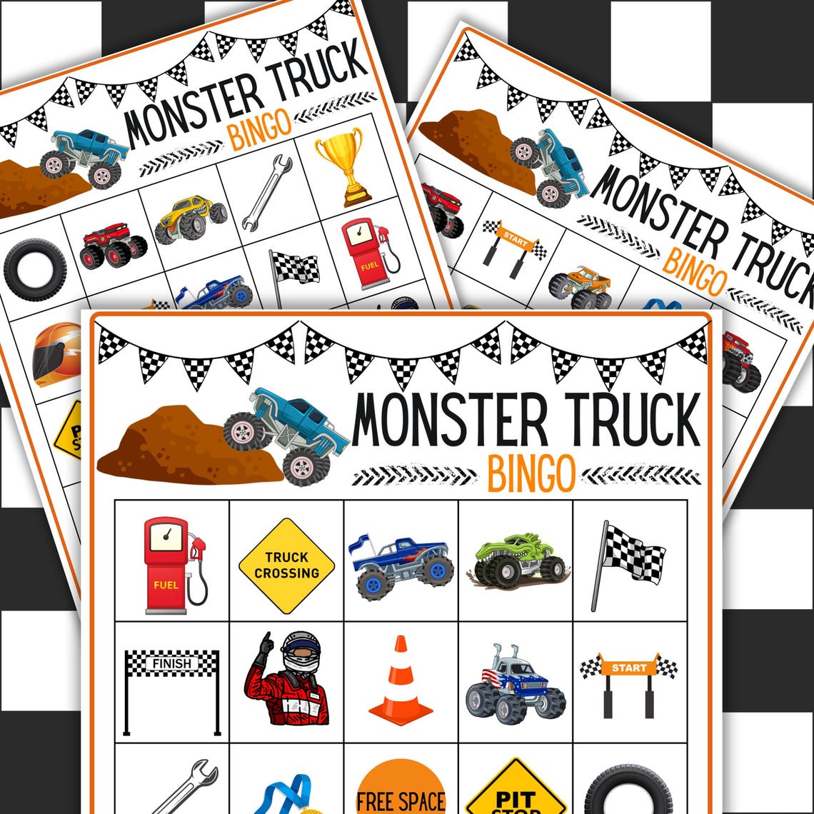 Monster Truck Bingo Birthday Party Game,printable Bingo Game for ...