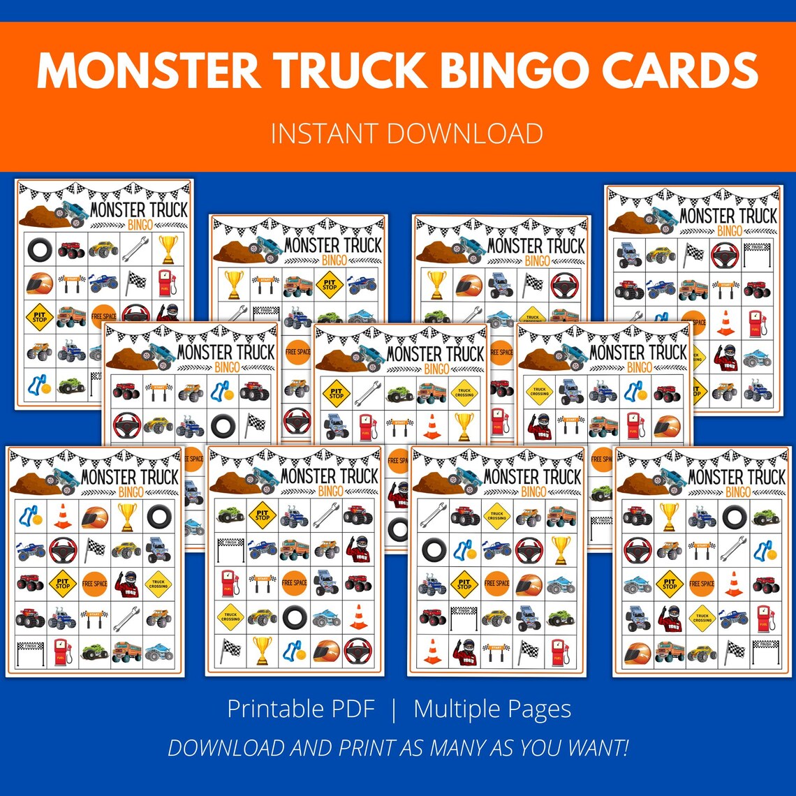 Monster Truck Bingo Birthday Party Game,printable Bingo Game for ...