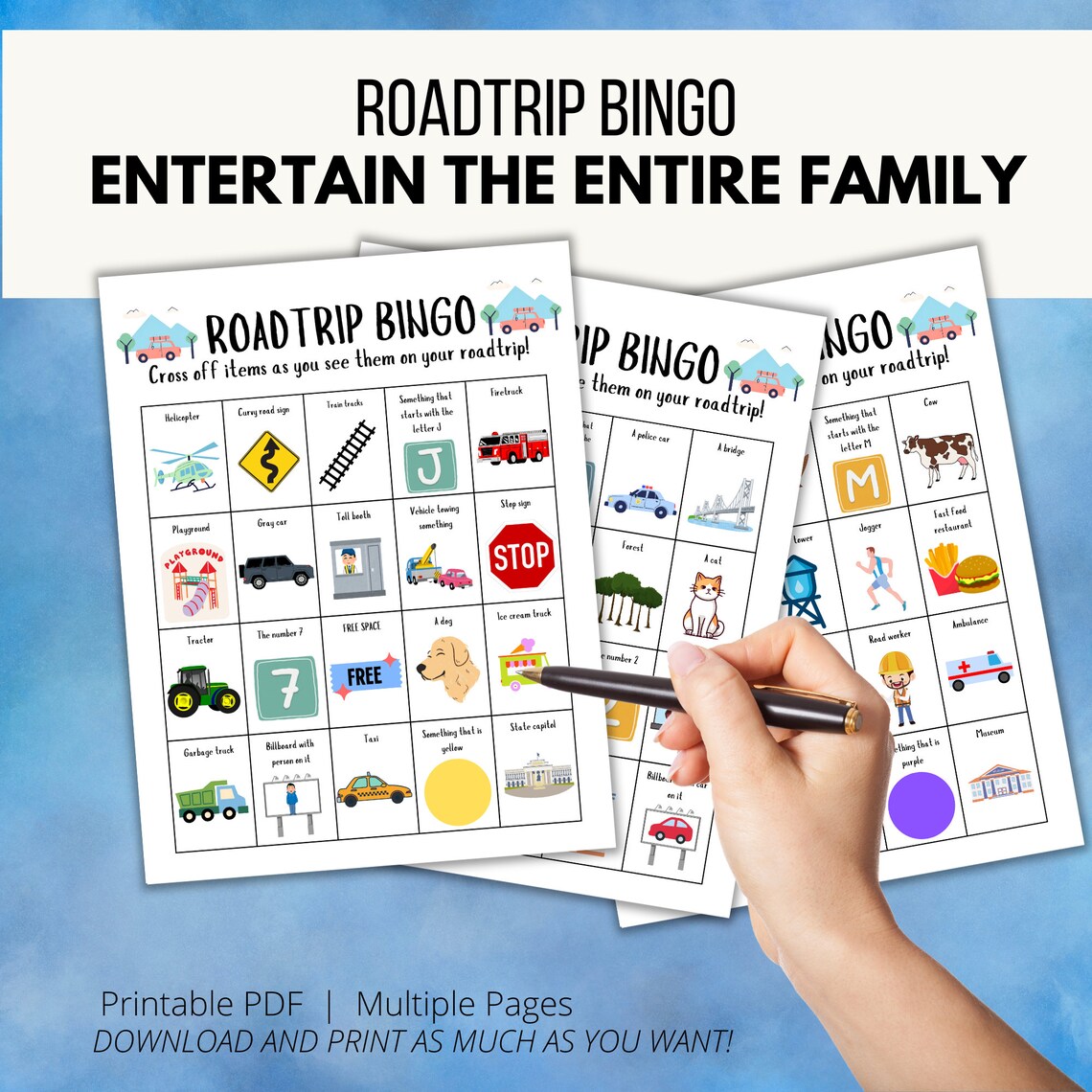 Road Trip Bingo, Printable Bingo Cards, Scavenger Hunt for Kids, Road ...