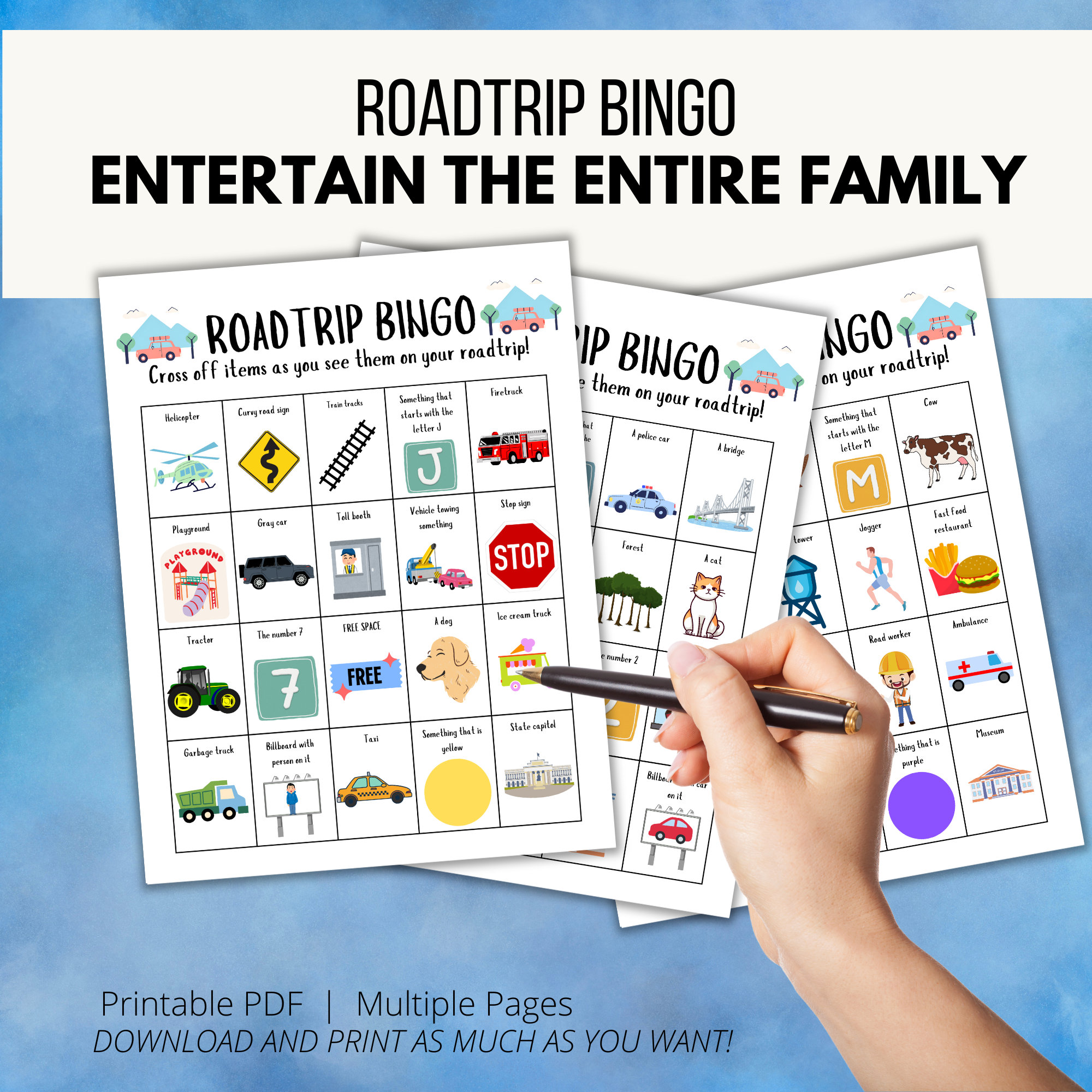 Road Trip Bingo, Printable Bingo Cards, Scavenger Hunt for Kids, Road ...
