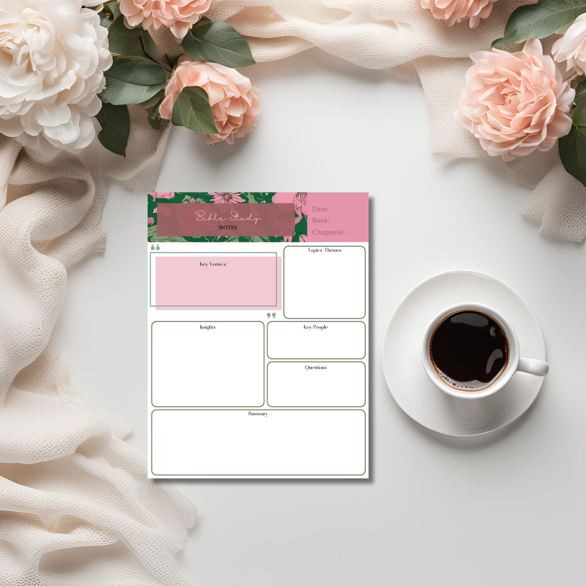 Bible Study Notes Printable, Bible Chapter Summary Template, Printable ...