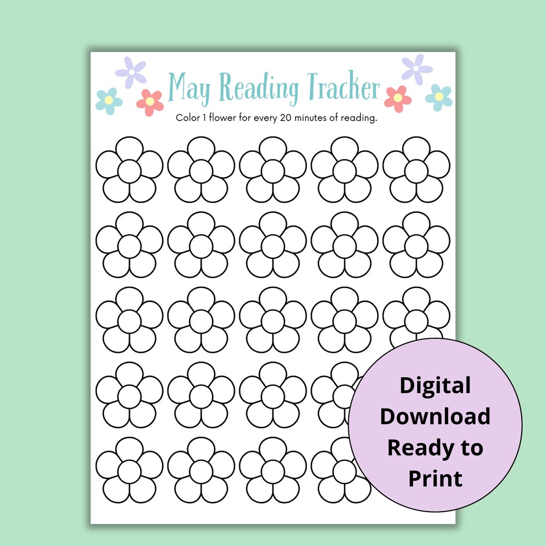 May Reading Tracker Printable, Spring Reading Chart for Kids, Classroom ...